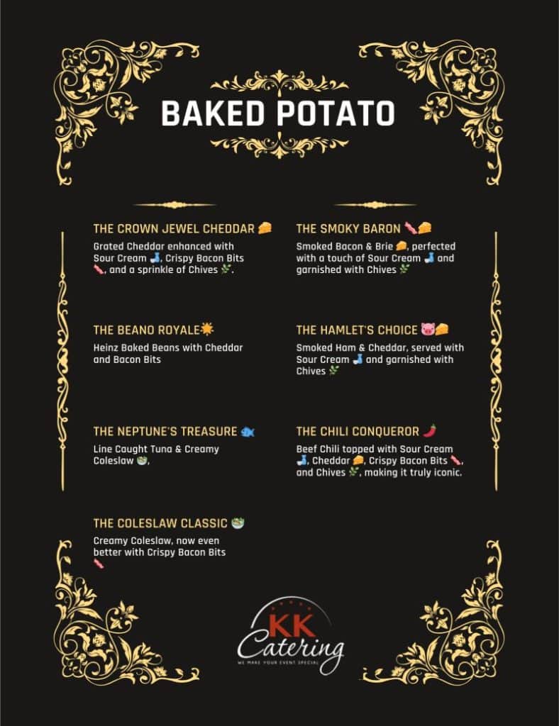 Baked Potato Menu | KK Catering
